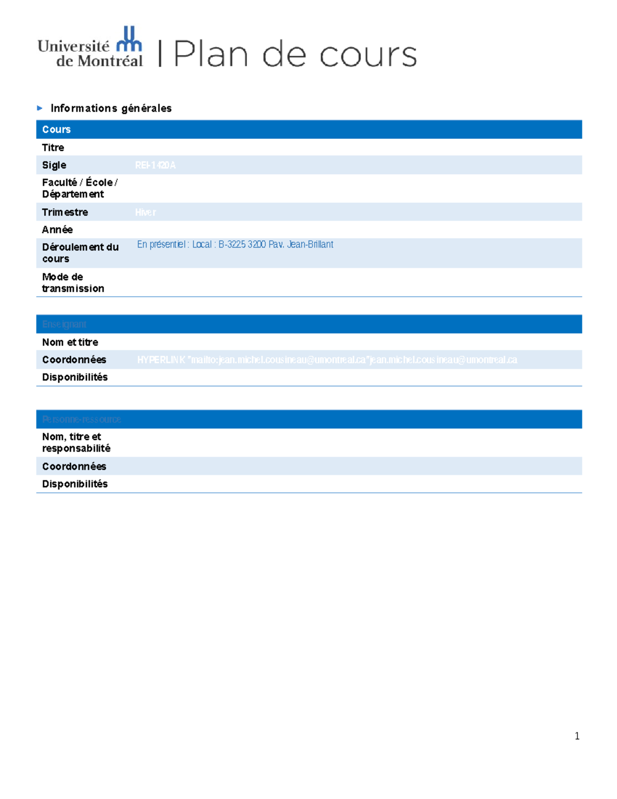 Syllabus REI-1420A - plan de cours - Informations générales Cours Titre ...