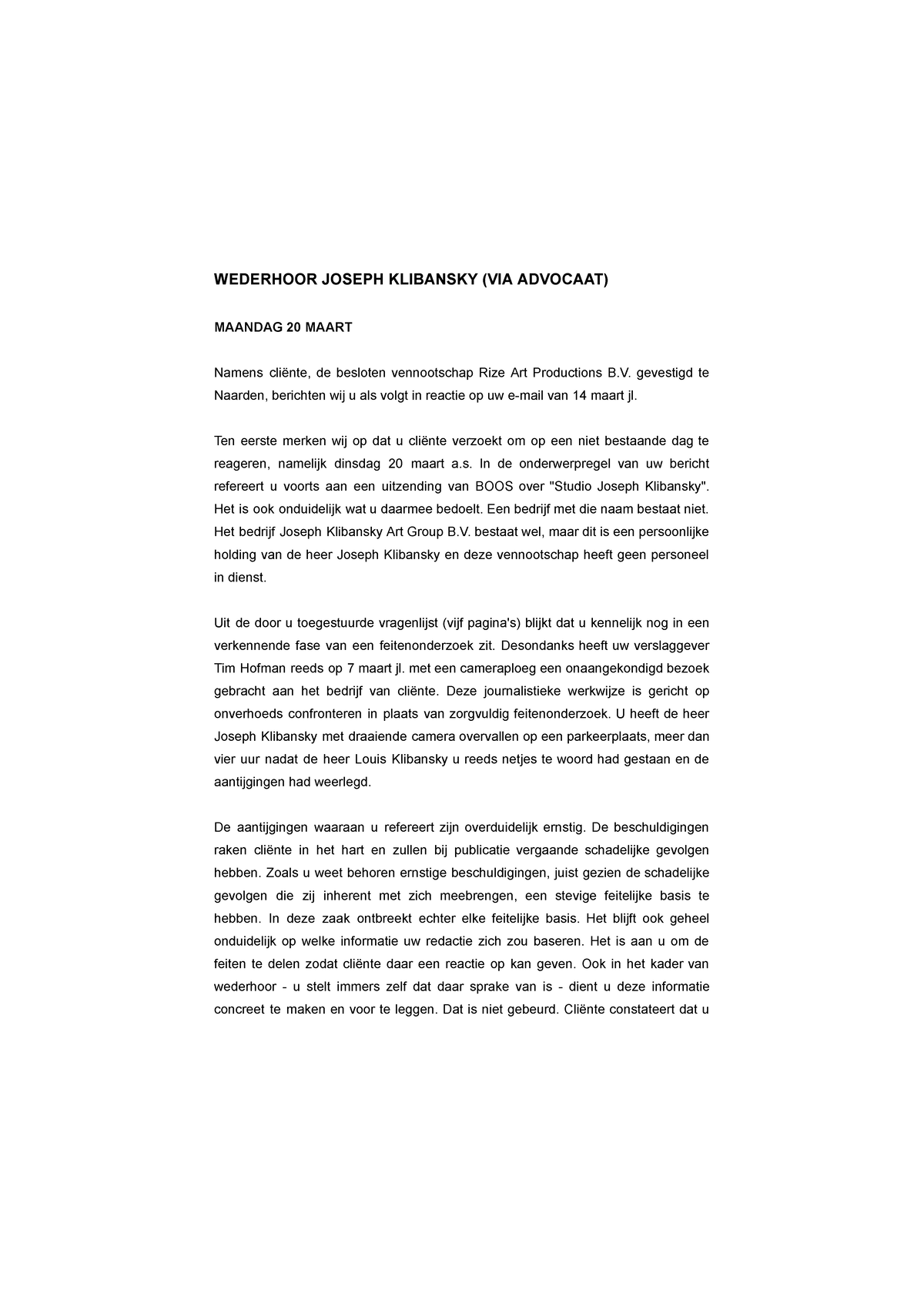 BOOS over Joseph Klibansky: Wederhoor Joseph Klibansky - WEDERHOOR ...