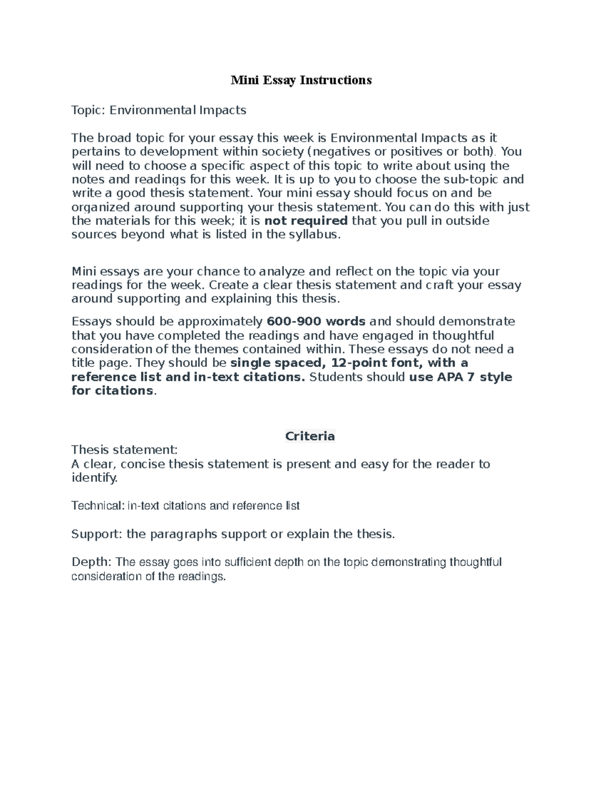 202011 16184152 mini essay instructions - Mini Essay Instructions Topic ...