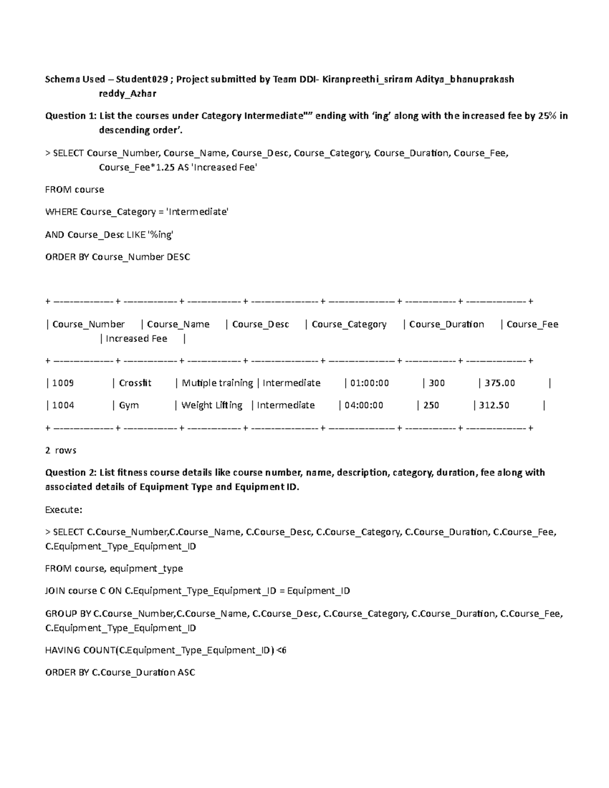 Project 2 From Team DDI Sri Rama Aditya Bhanu Prakash Reddy Kiran ...