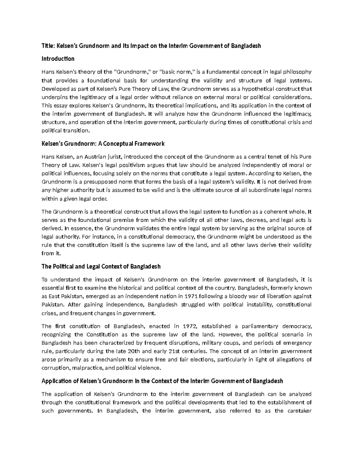 Grundnorm and Revolution - Title: Kelsen’s Grundnorm and Its Impact on ...