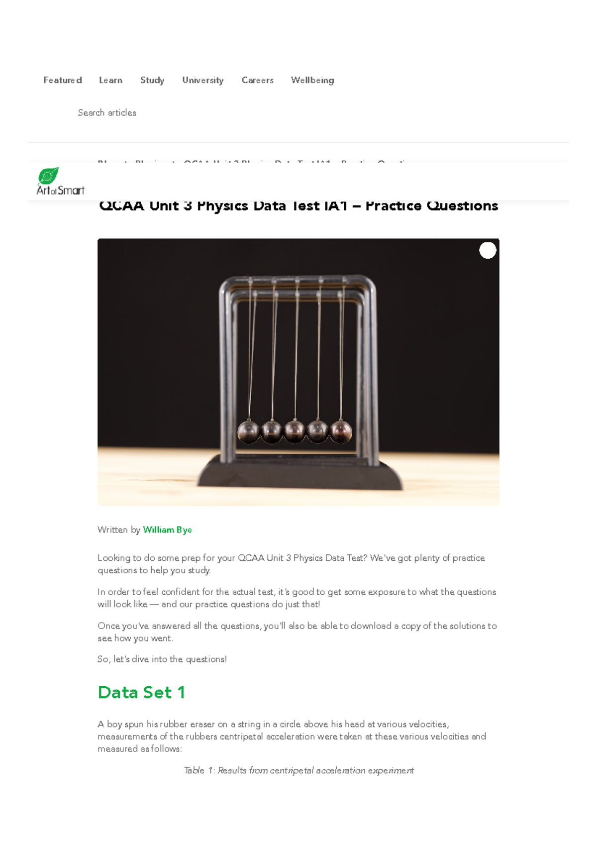 QCAA Unit 3 Physics Data Test IA1 Practice Questions - Featured Learn ...