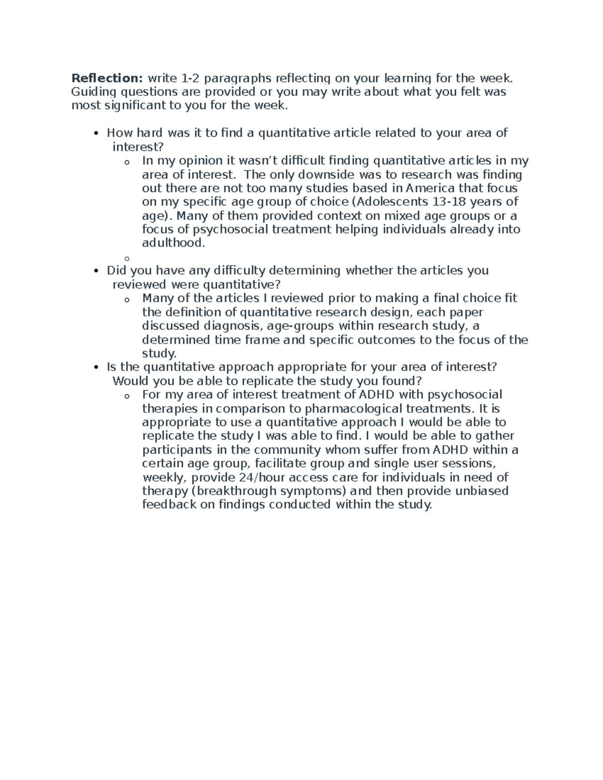 Week Reflection 3 NR 505 - Reflection: write 1-2 paragraphs reflecting on your learning for the ...