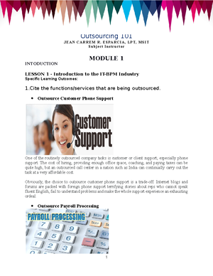 BPO1 - Module 3 - FUND OF BPO 1 - IT-BPM Engagements Overview Purpose ...