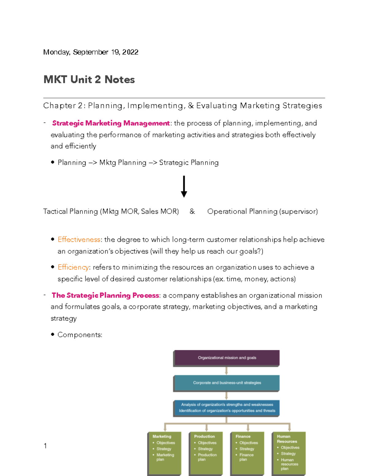 MKT Unit 2 Notes - Principles of Marketing, Professor Yoch - Monday ...