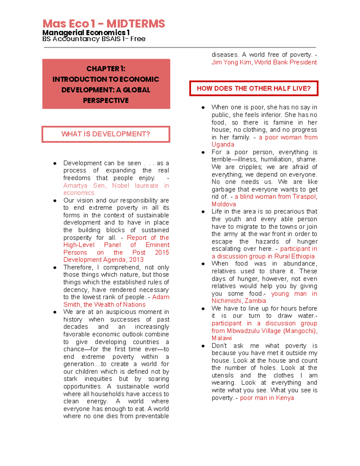 Mas Eco 1 - Economics - Managerial Economics 1 BS Accountancy BSAIS 1 ...