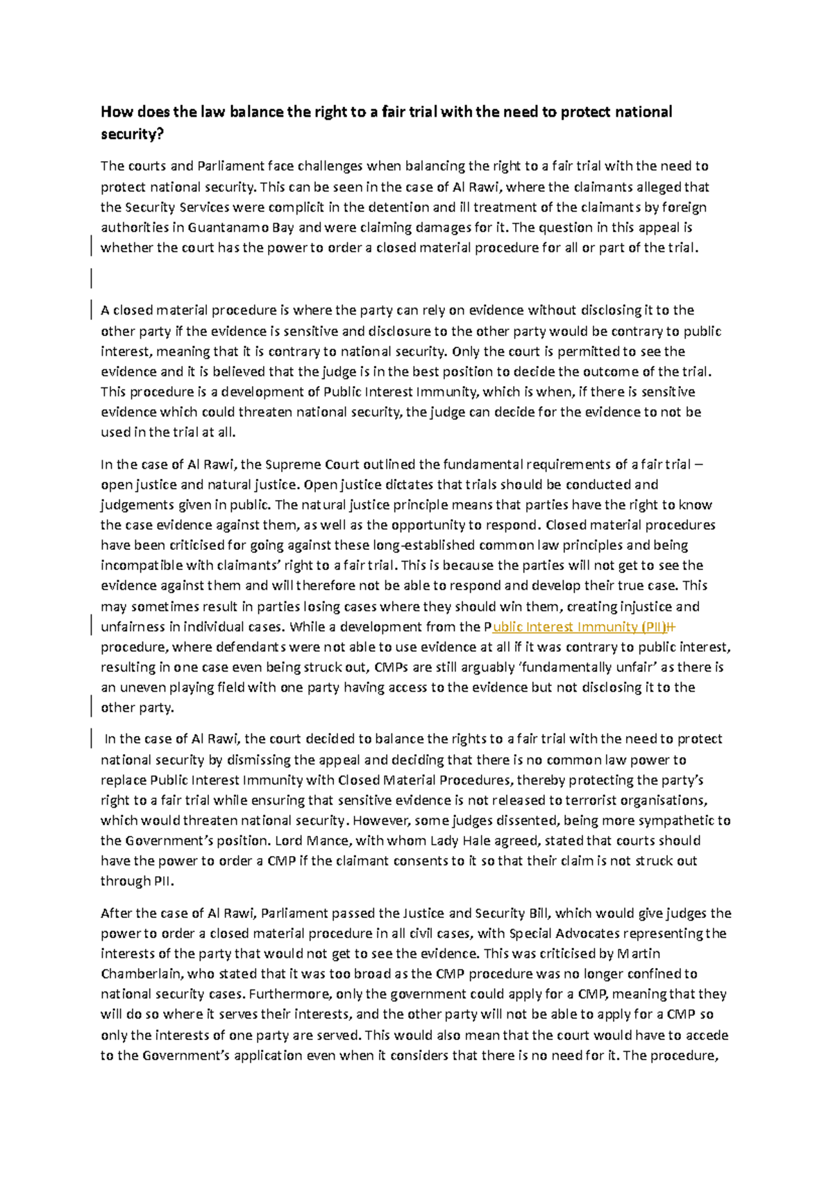 Essay (With Feedback in redlines) - How does the law balance the right ...