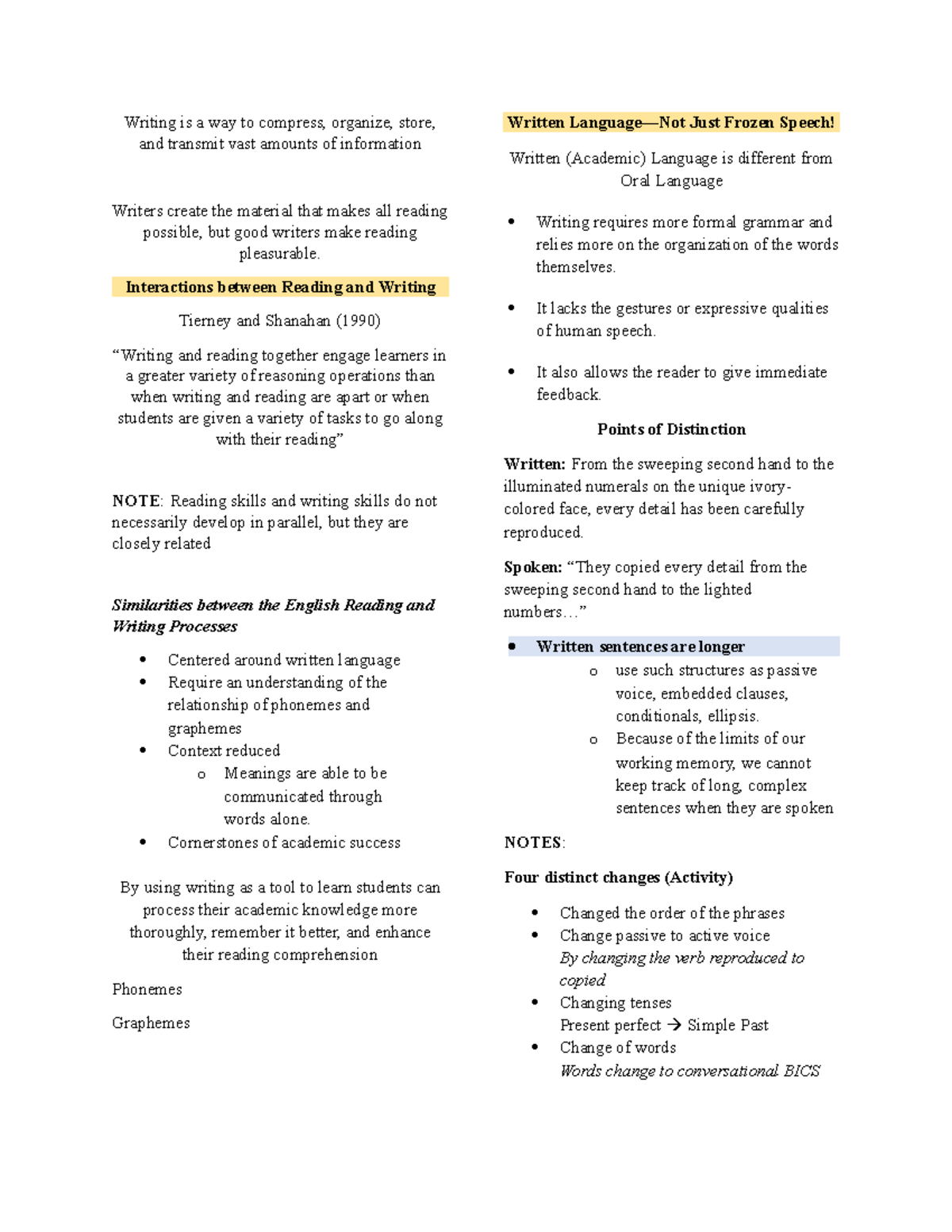 Report Outline - Reflective Pedagogy - Writing is a way to compress ...