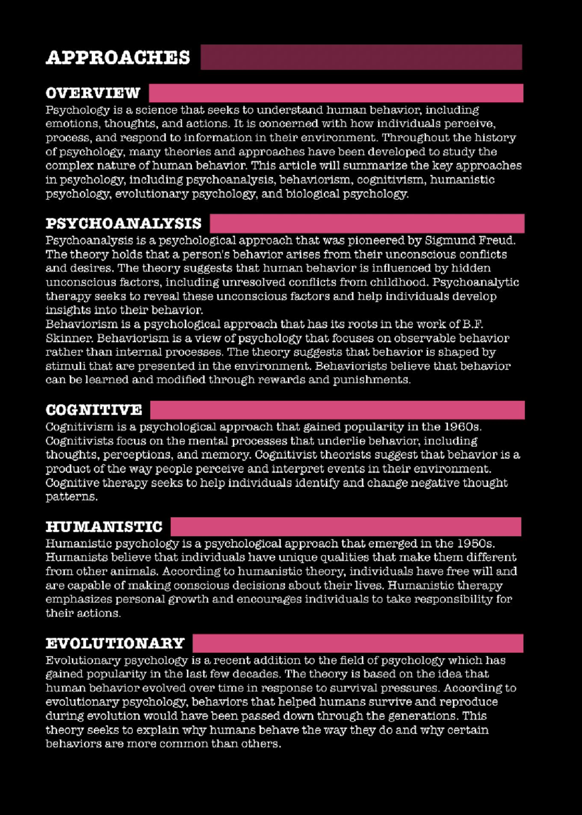 Approaches in Psychology Summary - PSY4030 - Studocu