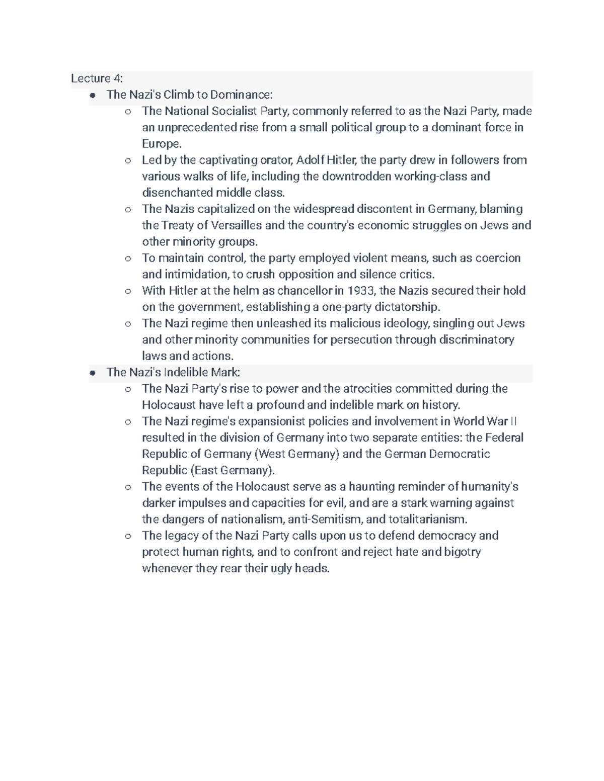 2) Notes on Social Death - Lecture 4: The Nazi's Climb to Dominance ...