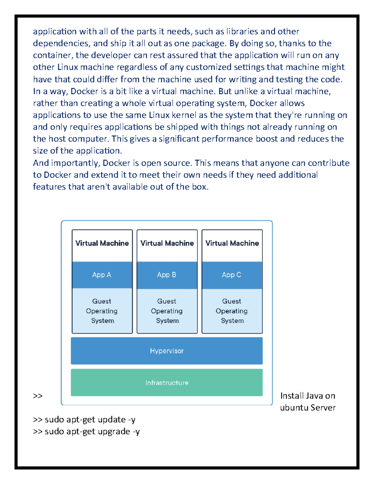 Docker - application with all of the parts it needs, such as libraries ...