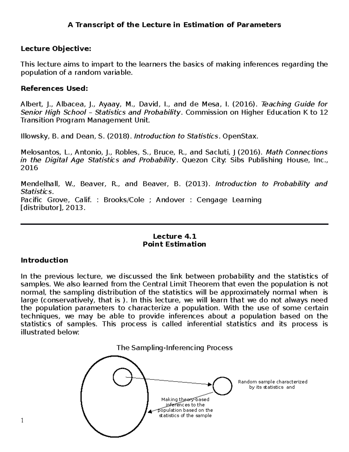 04 Lecture Transcript 4 Estimation Of Parameters A Transcript Of The Lecture In Estimation Of 4801