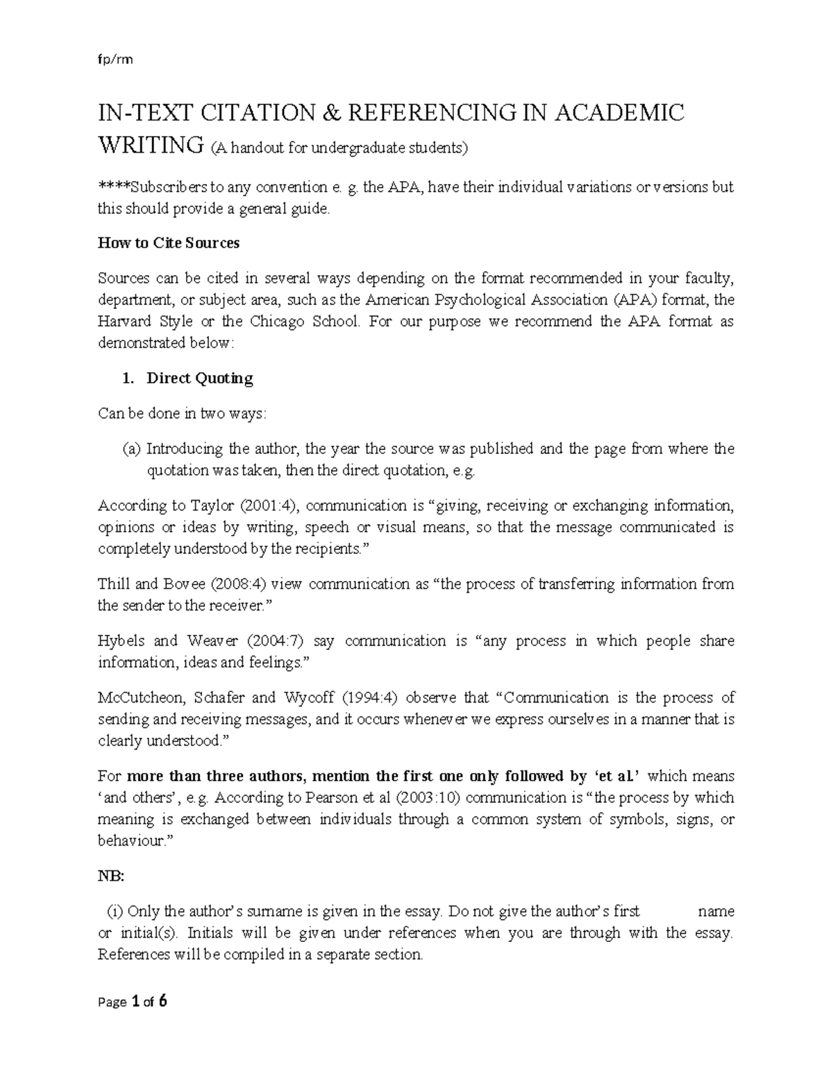 Citation & Referencingextract - IN-TEXT CITATION & REFERENCING IN ...