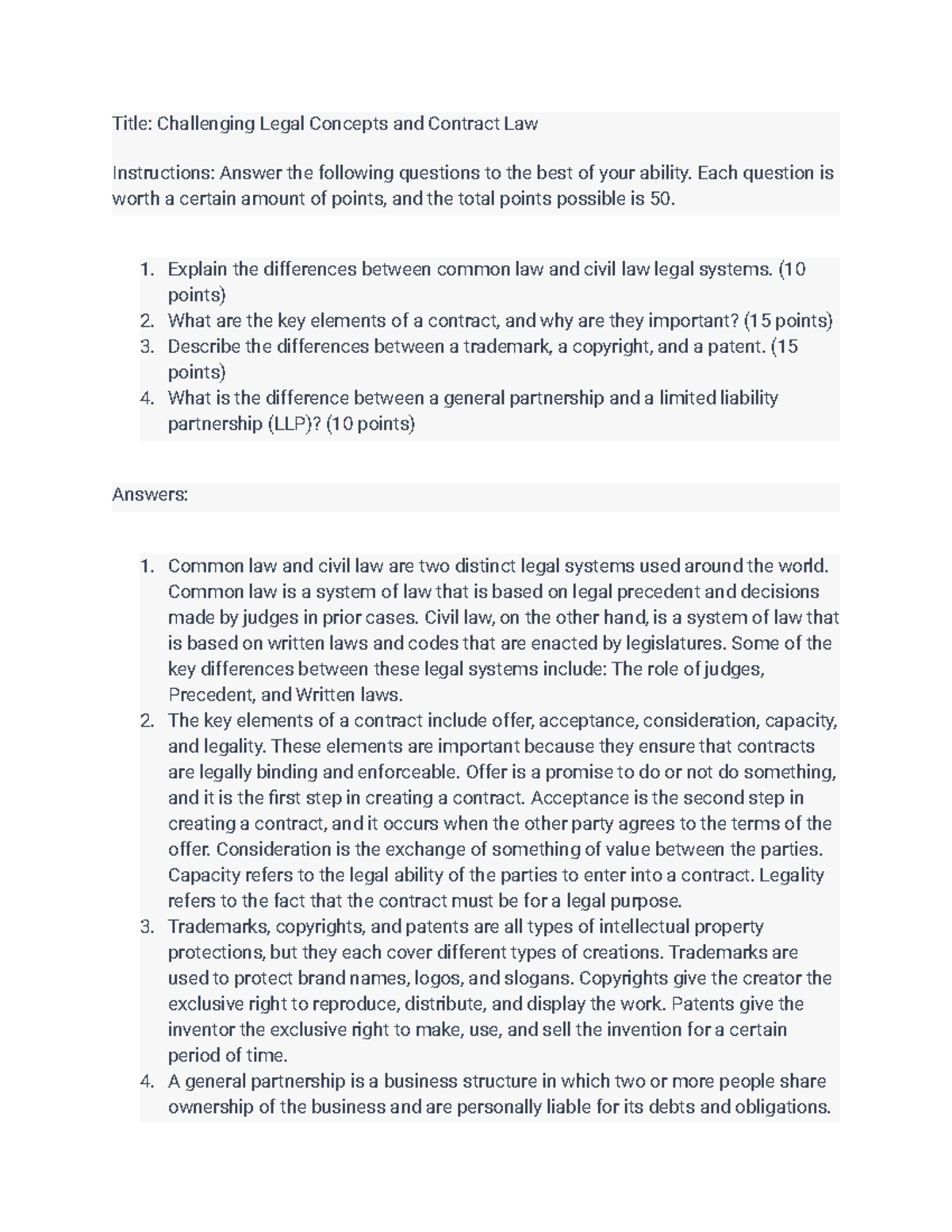 Title Challenging Legal Concepts and Contract Law - Title: Challenging ...