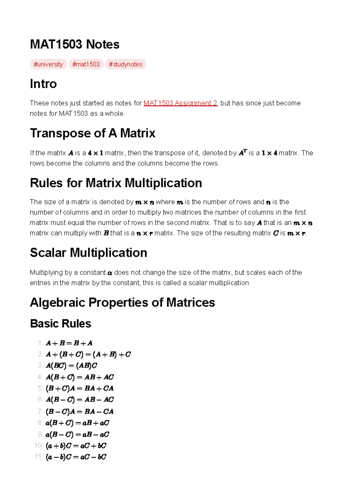 Anton Chapter 1 and 2 Notes - MAT1503 Notes #university #mat1503 # ...