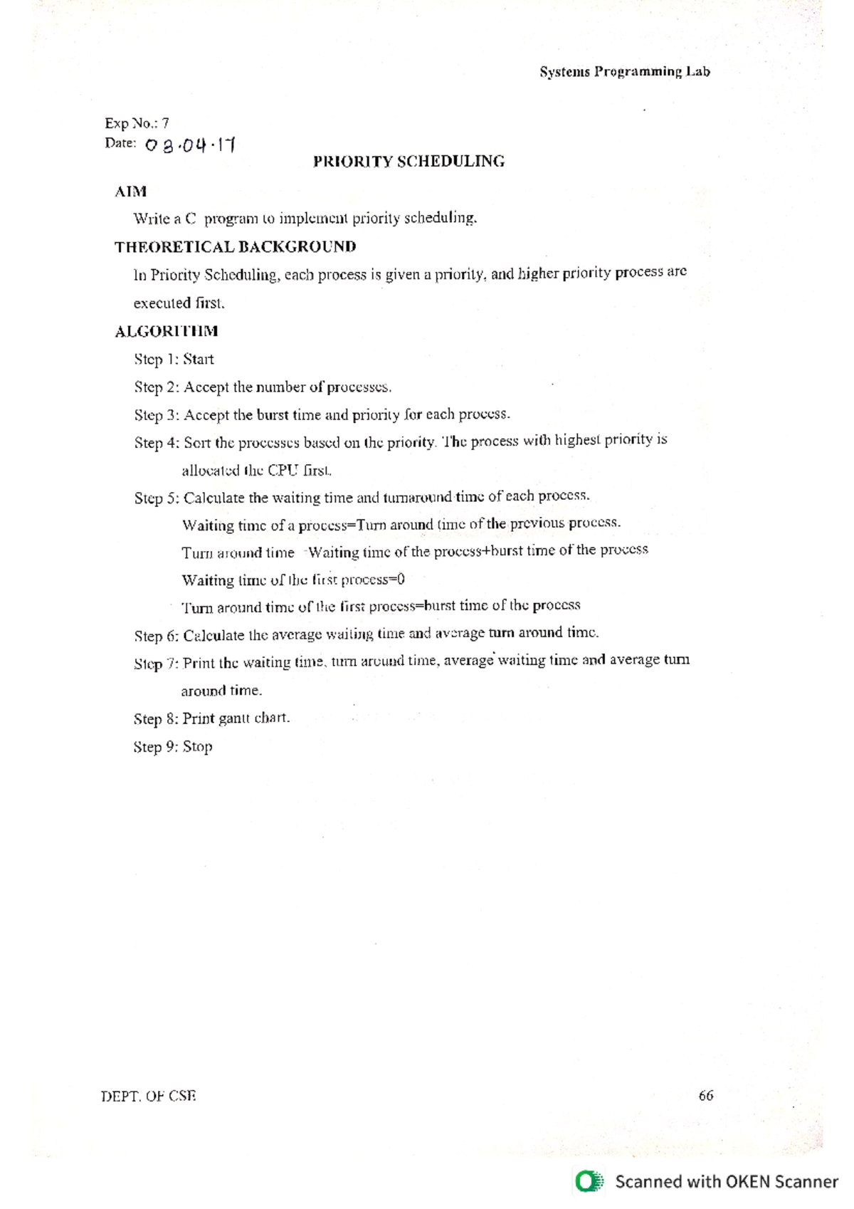 Priority Scheduling - Systems programming lab - Computer Science - Studocu Priority Scheduling - Systems programming lab - Computer Science - Studocu