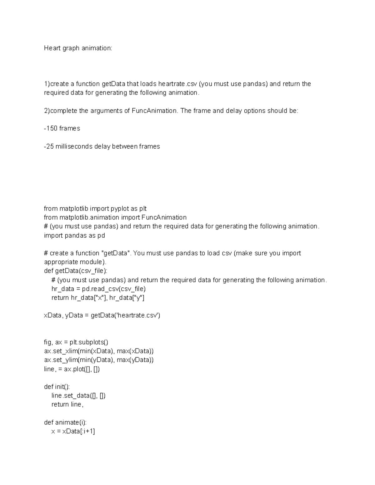 Assessment Lab Test 2 Solution Heart Graph Animation 1create A Function Getdata That Loads