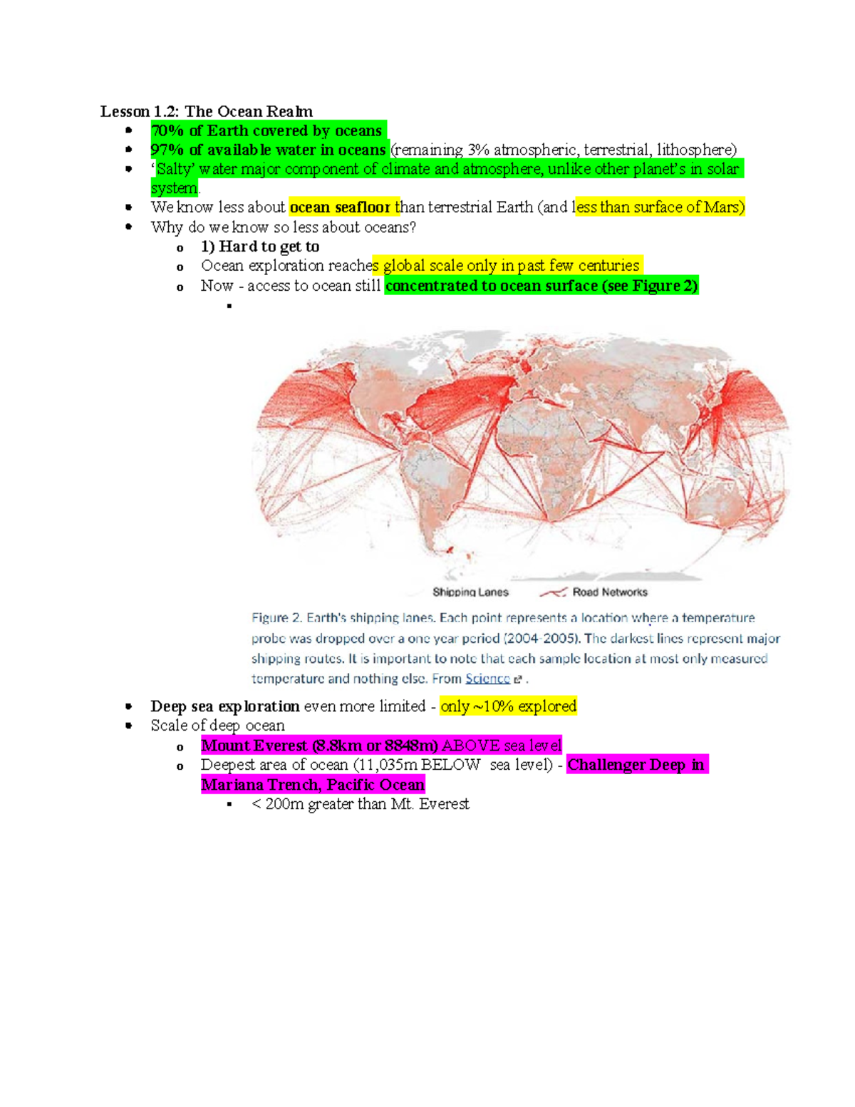 Module A Part 2 - Lecture notes 2 - Lesson 1: The Ocean Realm 70% of ...