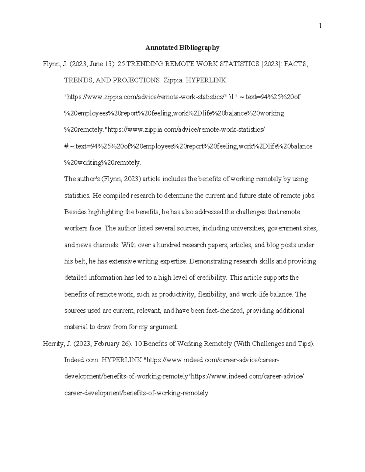 ENG 123 Module 03 Assignment - Annotating Your Sources - 1 Annotated Bibliography Flynn, J ...