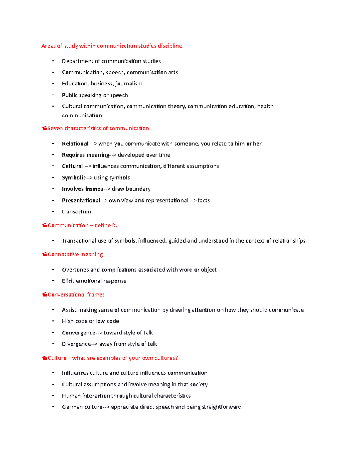 Communication study guide - Areas of study within communication studies discipline - Department ...