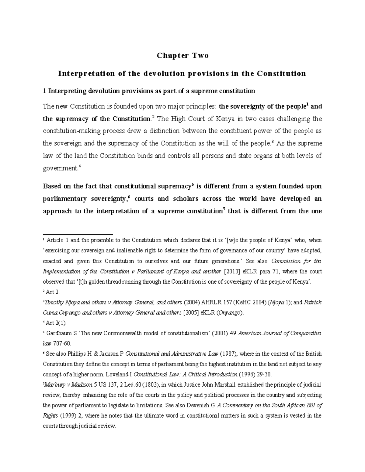 Interpretation of the devolution provisions in the Constitution - 2 The High Court of Kenya in ...