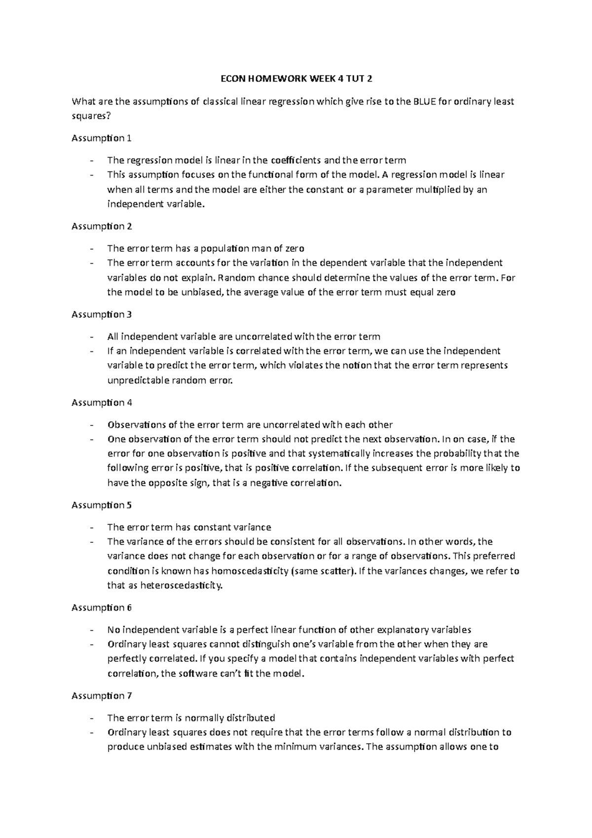 ECON Homework WEEK 4 TUT 2 - ECON339 - UOW - Studocu