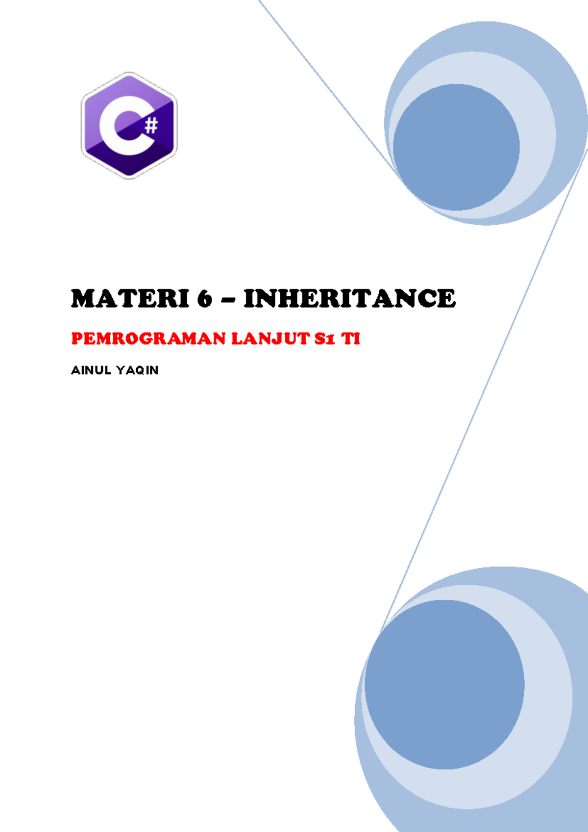 Praktikum 6 - pewarisan - October 7, 2016 [PEMROGRAMAN LANJUT] MATERI 6 – INHERITANCE ...