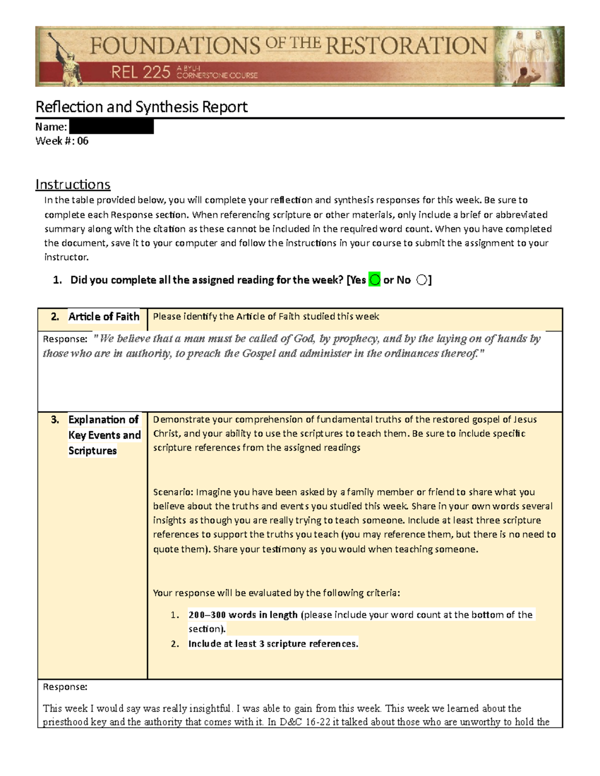 REL225C W06 Reflection And Synthesis - Reflection and Synthesis Report ...