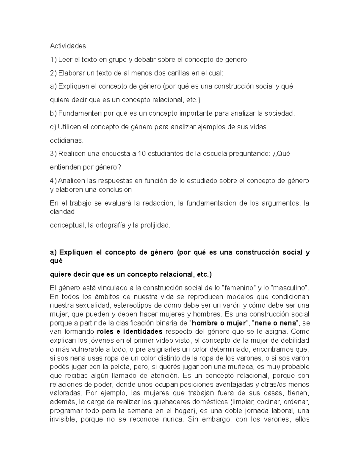 Tp1 perspectivas de genero - Actividades: Leer el texto en grupo y ...