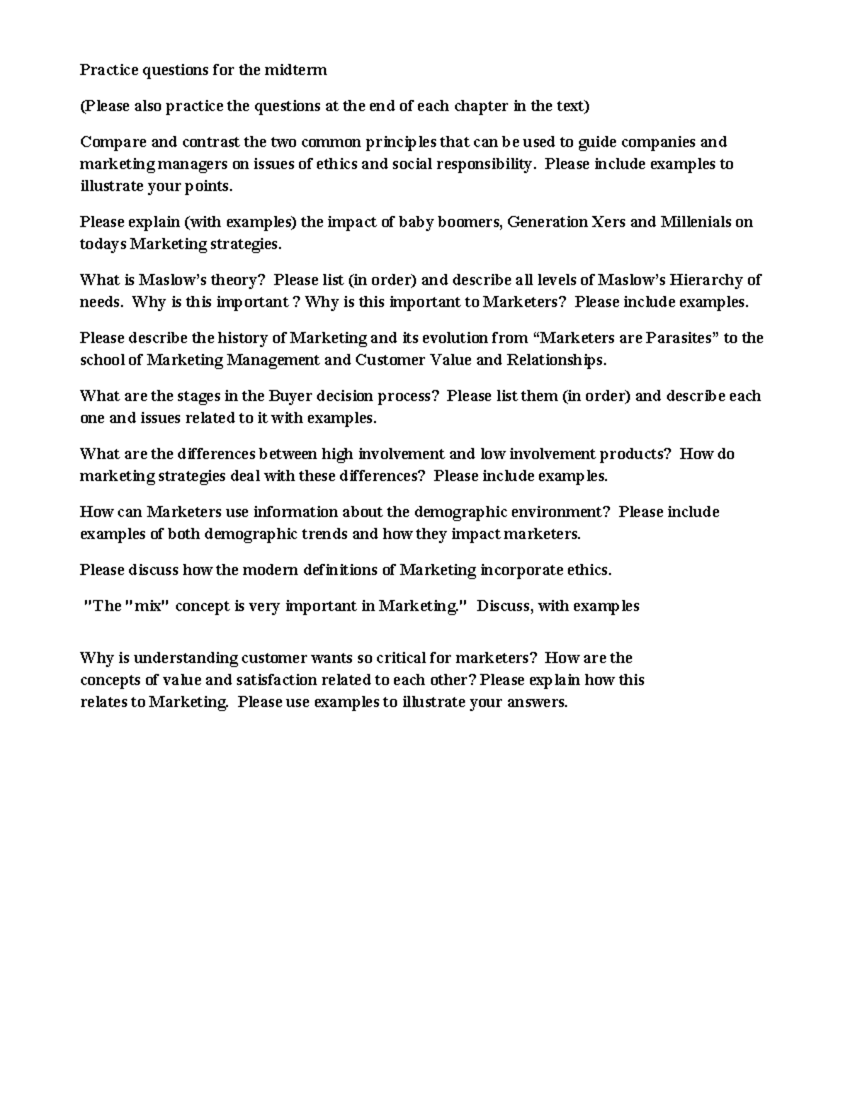 Practice Questions For Midterm Warning Tt Undefined Function 32 Practice Questions For The