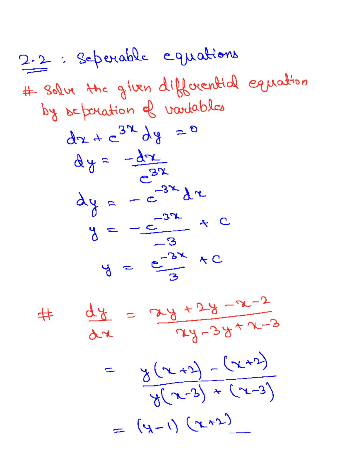 Tutorial 2 - 22 : separable equations solve the given differential ...
