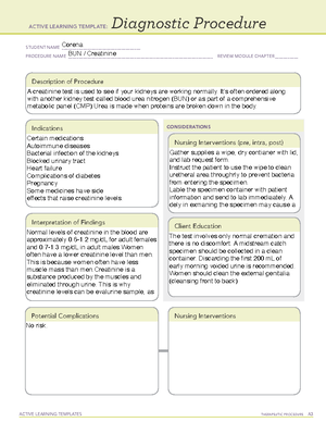 Calcium - Diagnostic Template - ACTIVE LEARNING TEMPLATES THERAPEUTIC ...