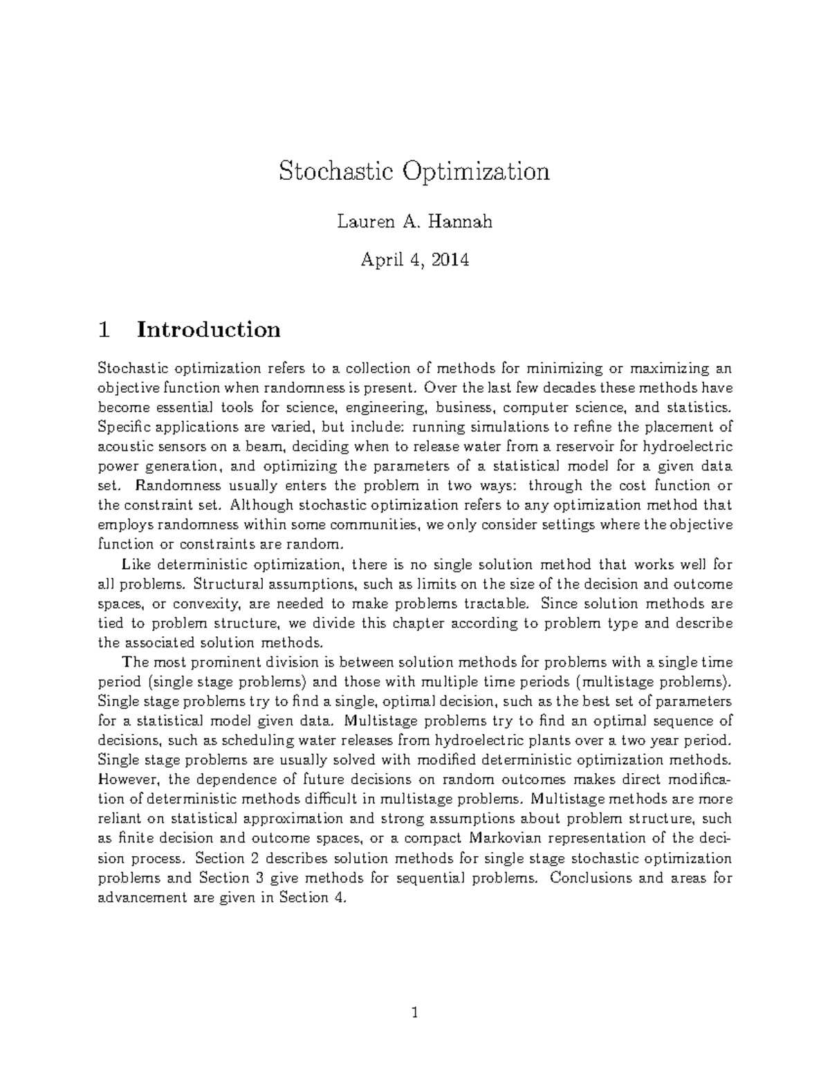 Lauren-notes - Finance - Stochastic Optimization Lauren A. Hannah April ...