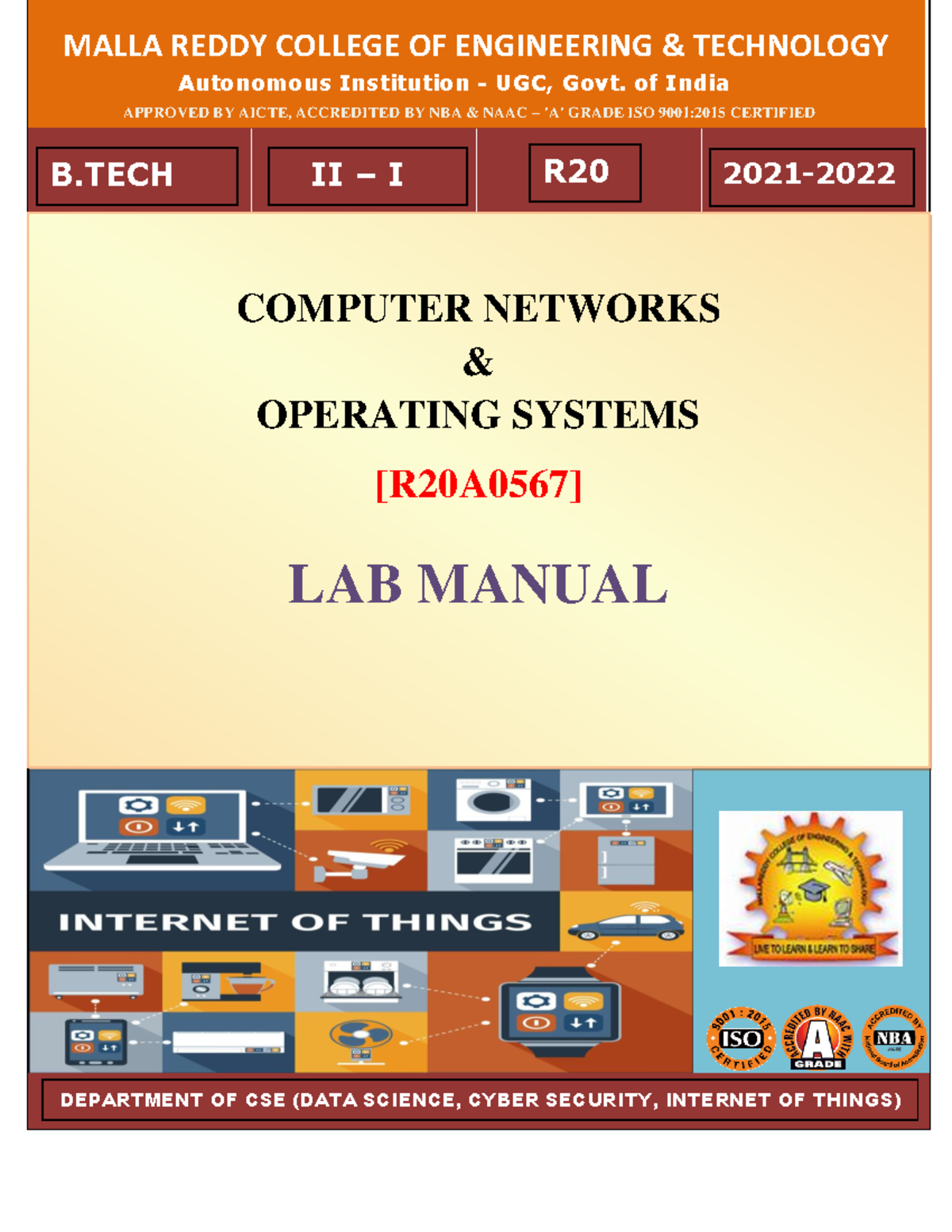 Computer Networks AND Operating Systems LAB Manual (R20A0567) - MALLA REDDY COLLEGE OF ...
