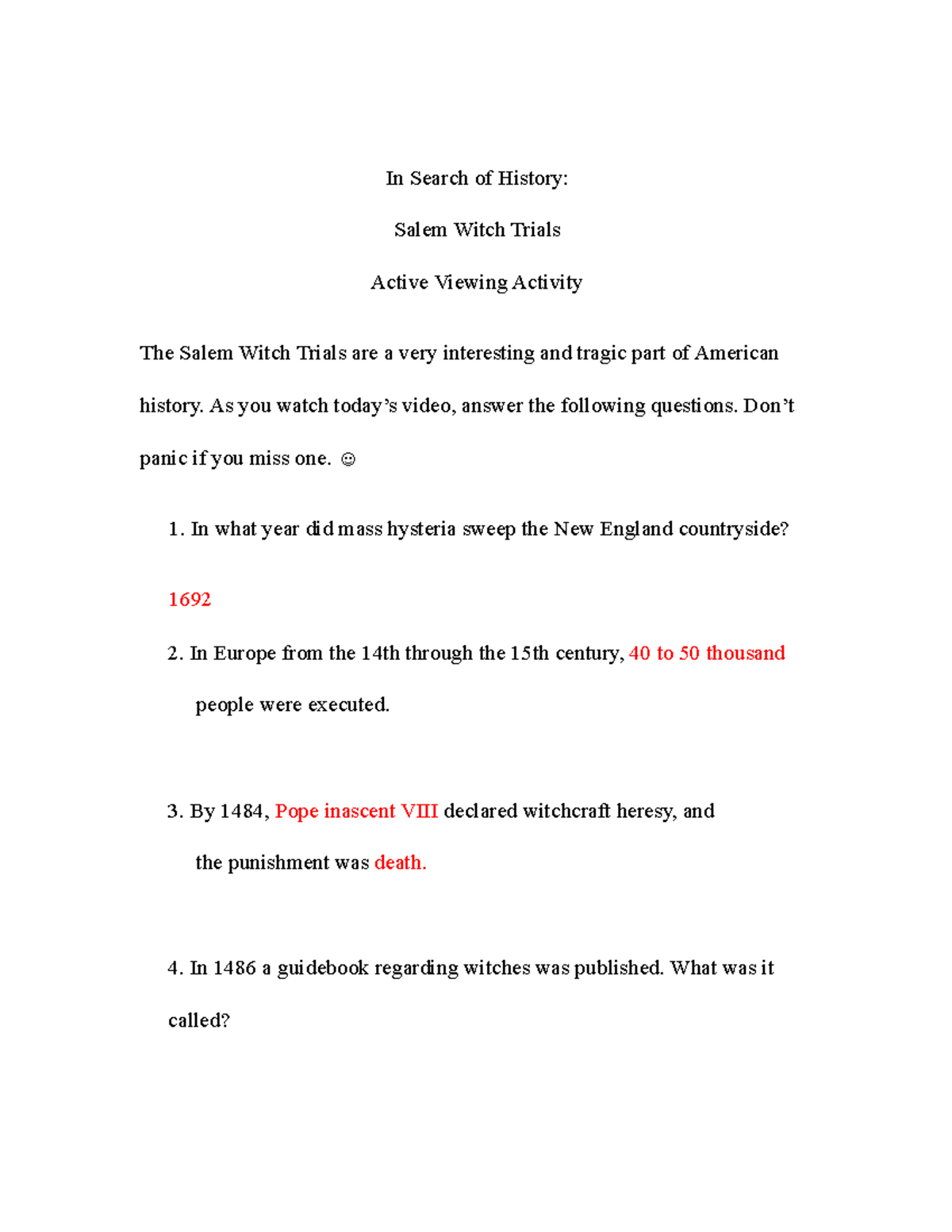 In Search of History salem - In Search of History: Salem Witch Trials ...