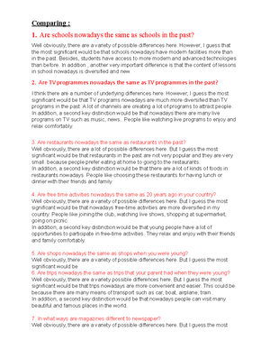 Speaking PART III Comparing - 4 Part Three Question Type I: Comparing ...