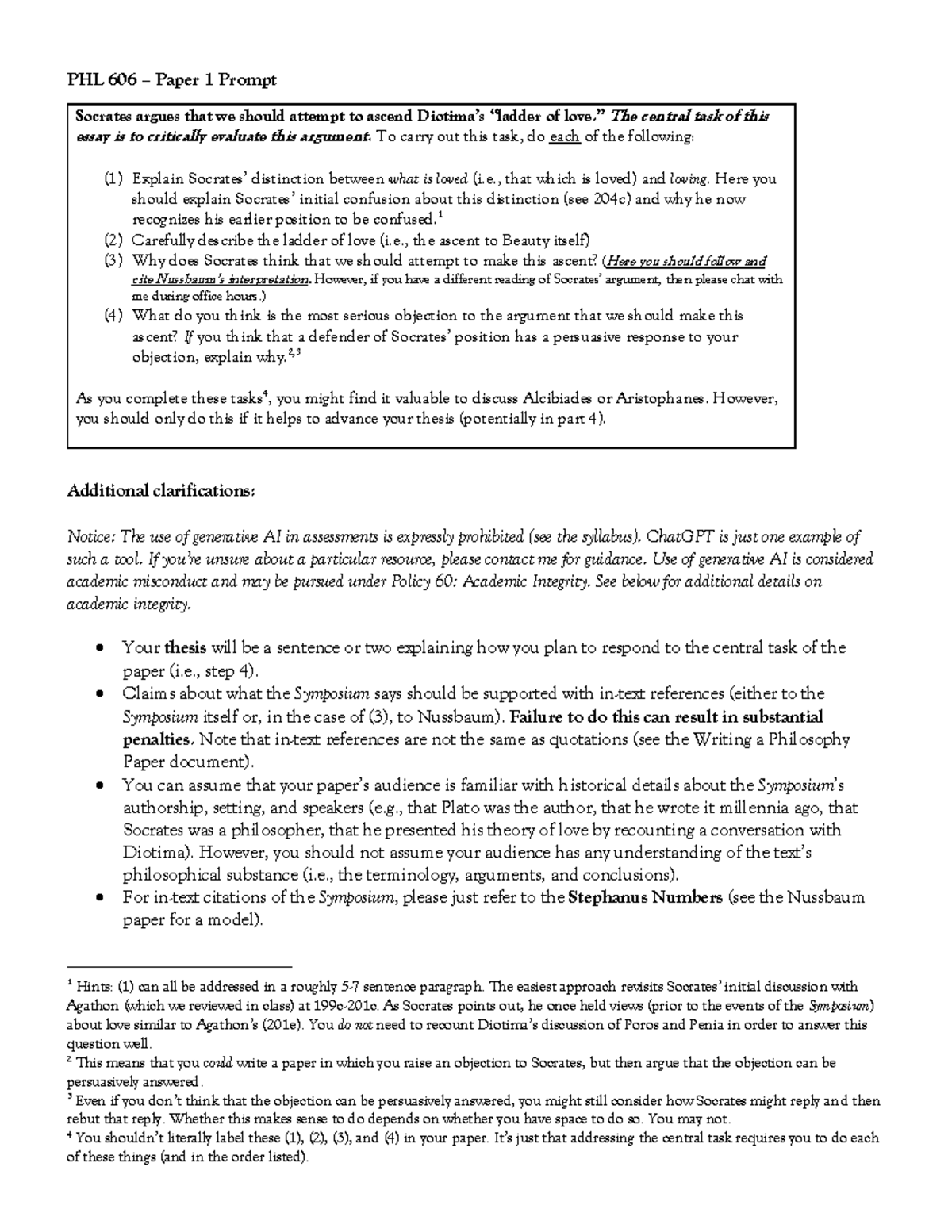 606 Paper 1 Prompt Winter 2024 - PHL 606 – Paper 1 Prompt Additional ...
