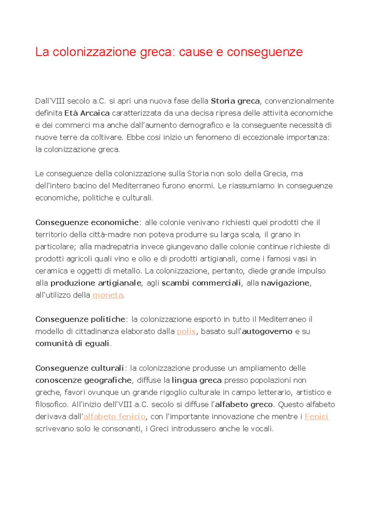 La colonizzazione greca - si aprì una nuova fase della Storia greca ...