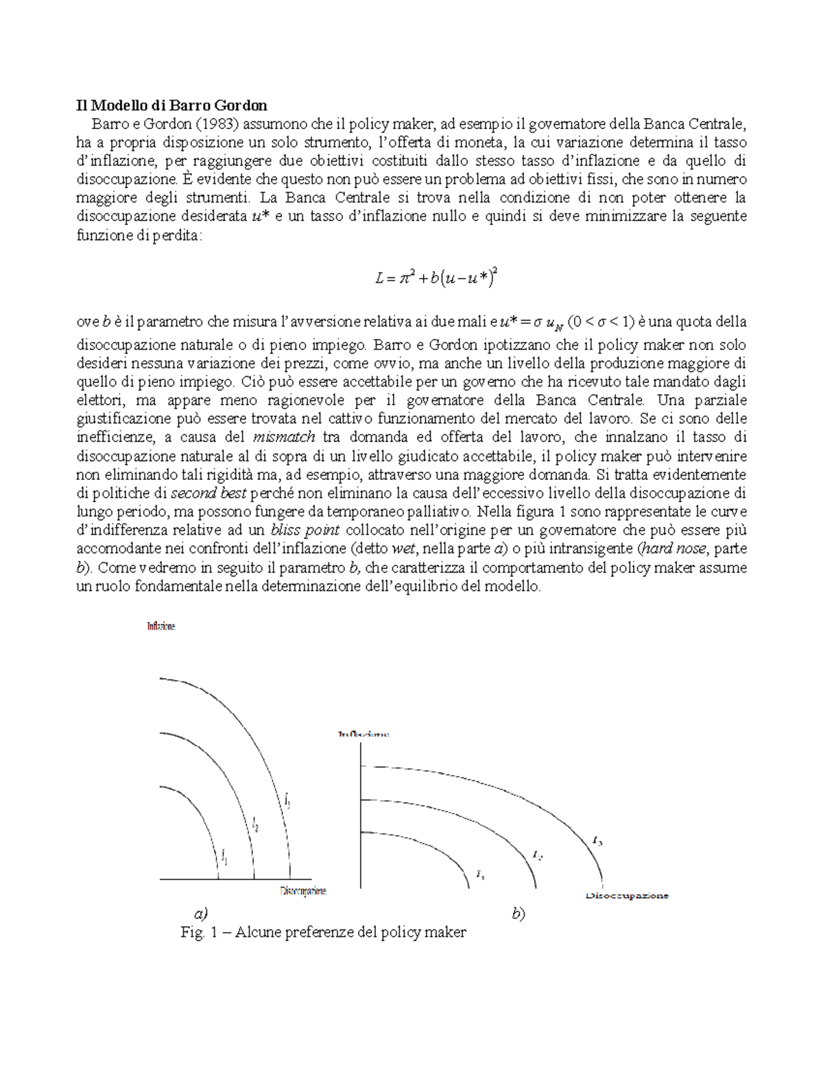 Modello barro gordon - Il Modello di Barro Gordon Barro e Gordon (1983 ...