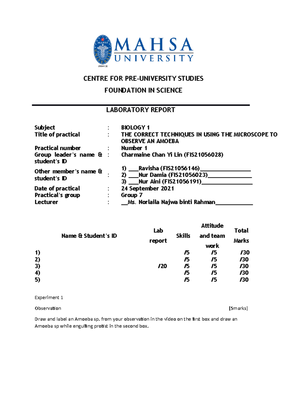 Biology 1 Practical paper - Oral Biology - Studocu