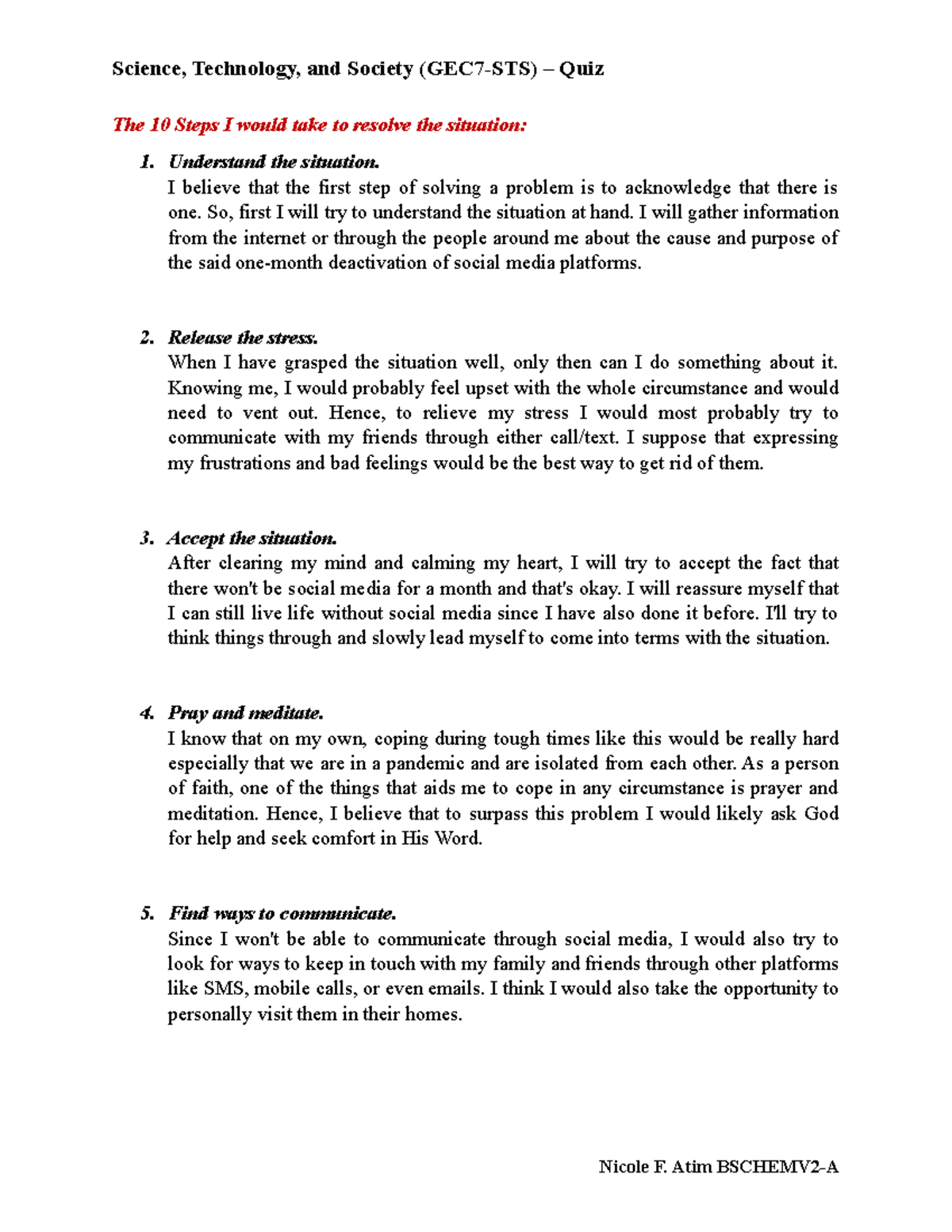 The 10 Steps I would take to resolve the situation - Science ...