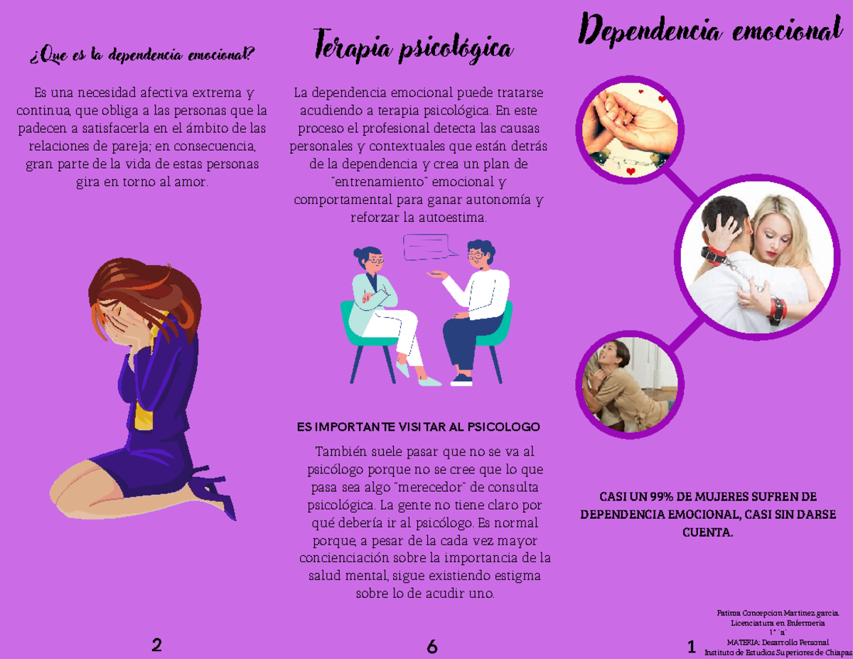 Desarrollo personal Triptico - Dependencia emocional CASI UN 99% DE MUJERES SUFREN DE ...