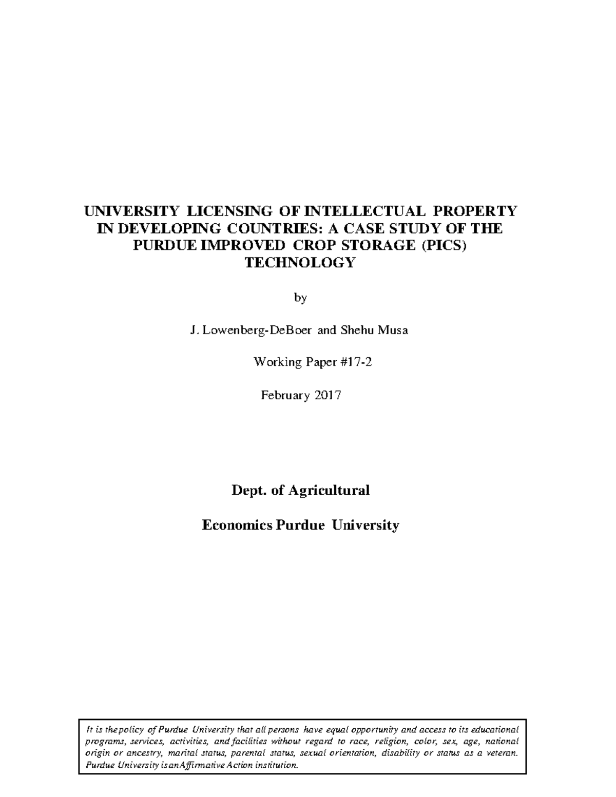 Purdue University Licensing of IP- Trade Marks - UNIVERSITY LICENSING ...