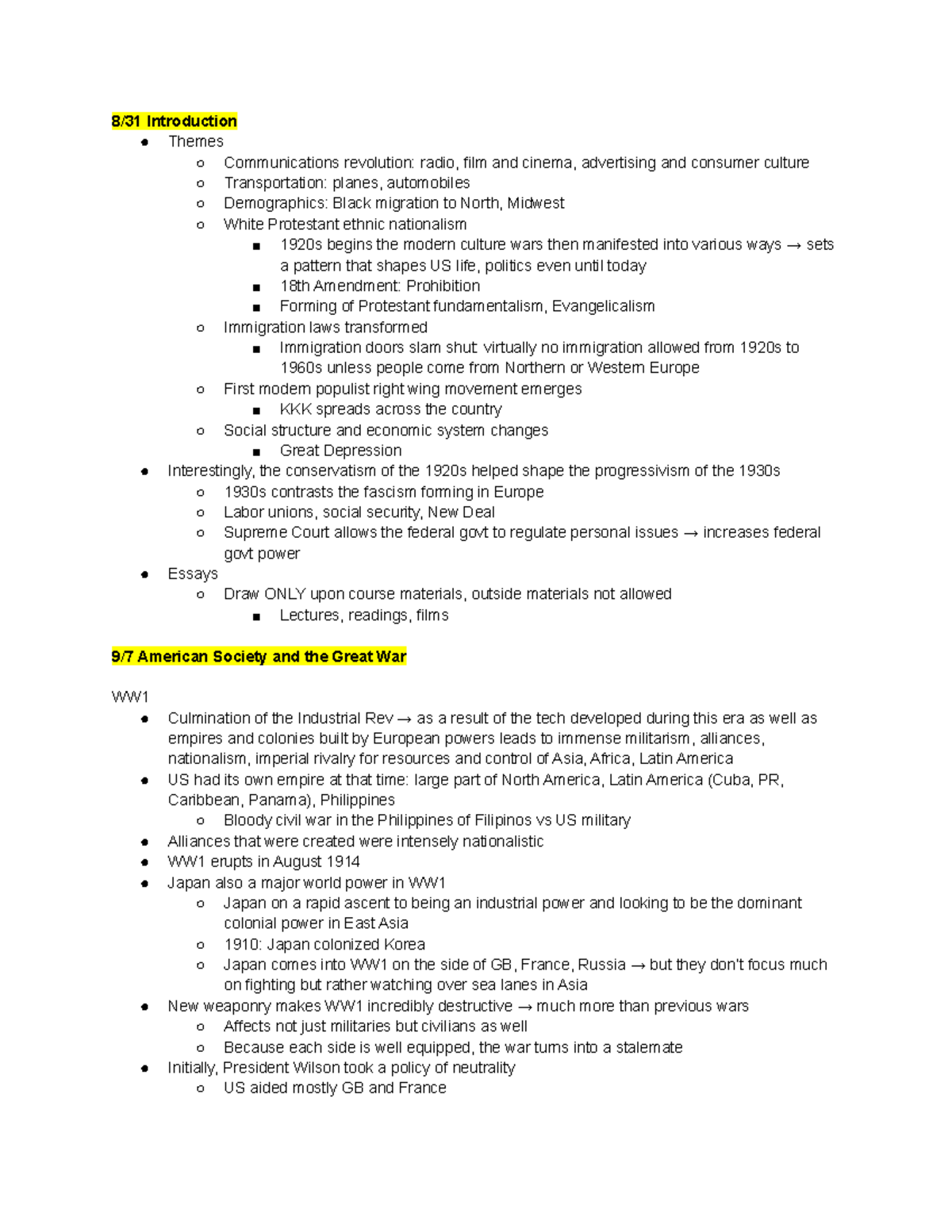 HIST-331- Notes - Herbert Hoover and the Election of 1928 - 8/31 ...