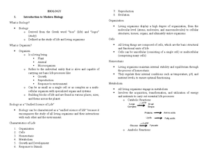 Modern Biology Notes - Lesson 1 Modern Biology – events that occur ...
