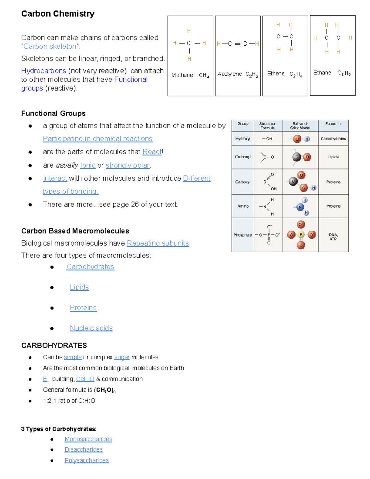 1.4 Carbon Chemistry S - Carbon Chemistry Carbon can make chains of ...
