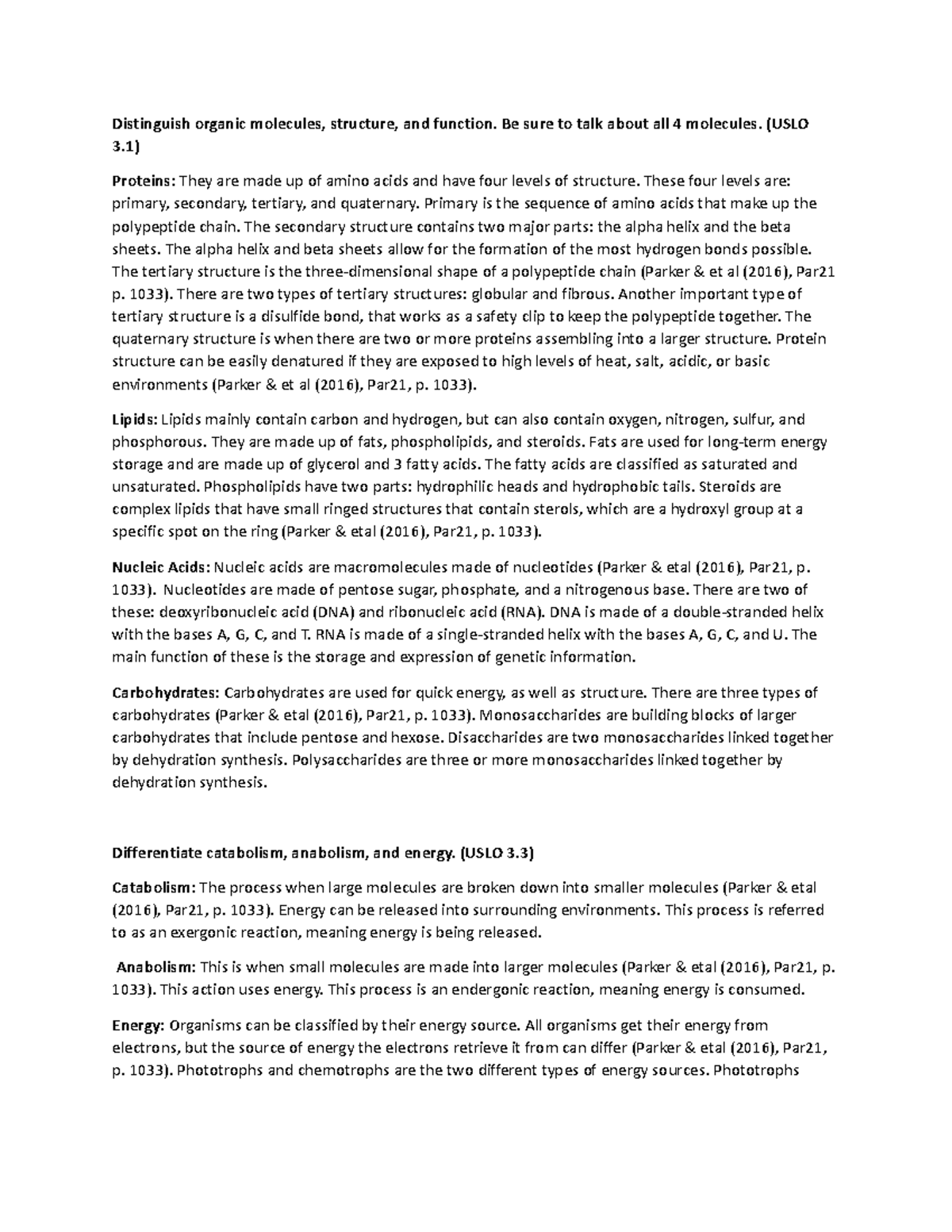 Discussion 3 - Concept map - Distinguish organic molecules, structure ...