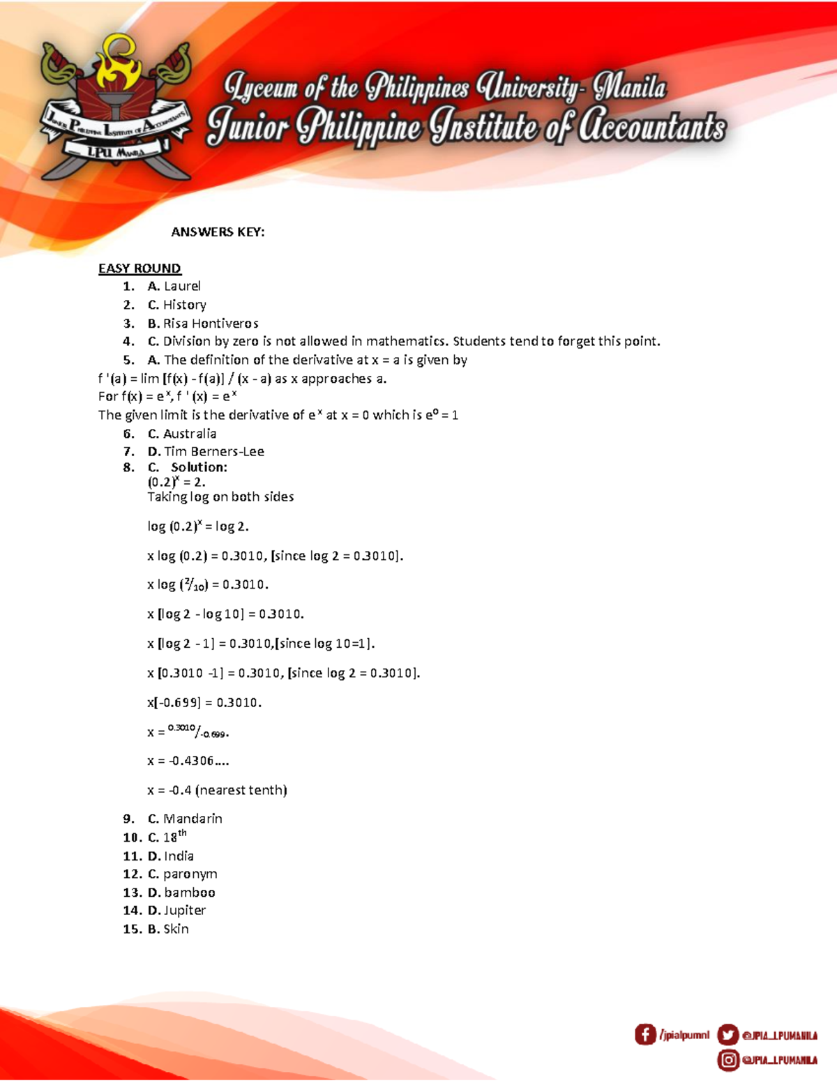 Answer KEY CBA CUP N - Warning: TT: undefined function: 32 Warning: TT ...