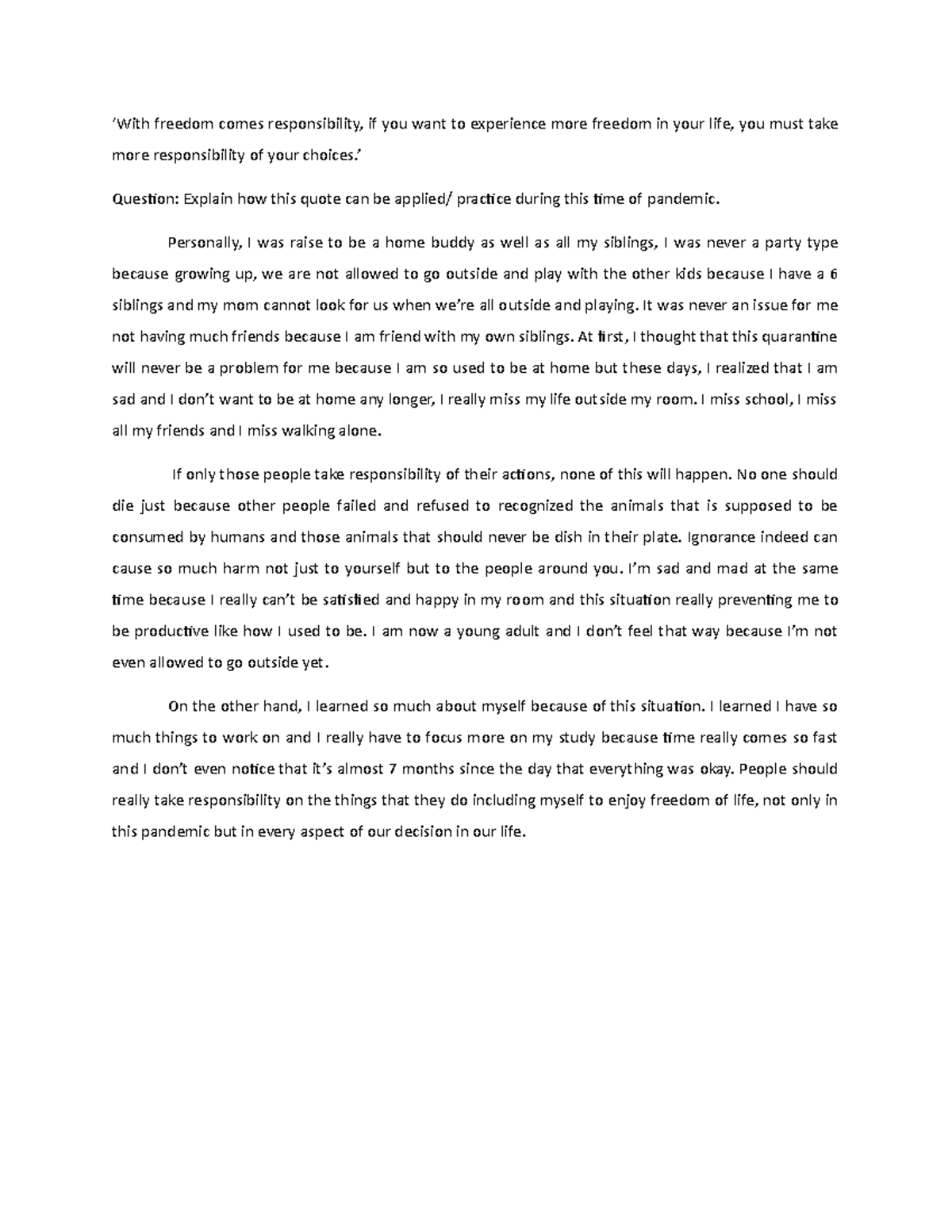 THEO - ‘With freedom comes responsibility, if you want to experience ...