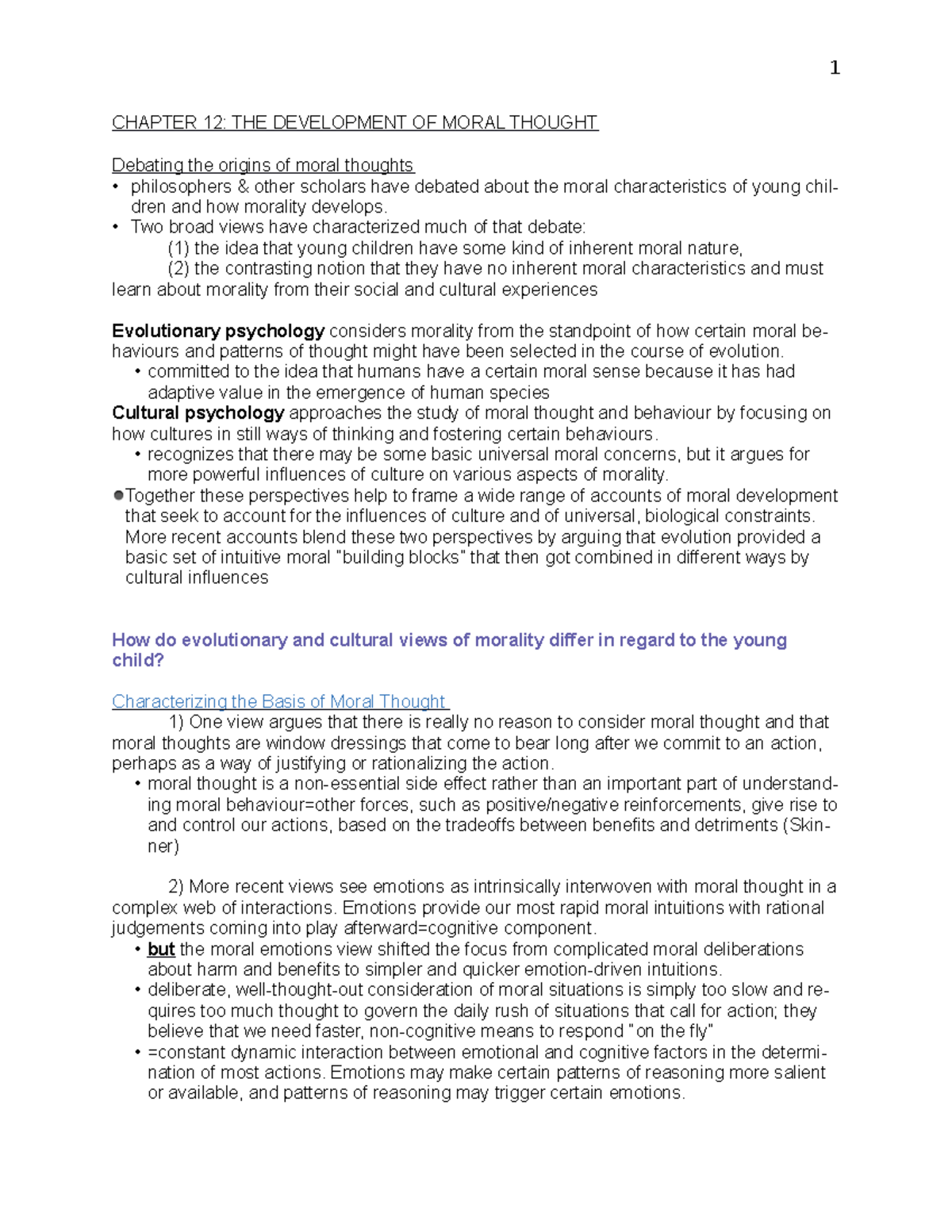 Chapter 12 Part 1 - 1 CHAPTER 12: THE DEVELOPMENT OF MORAL THOUGHT ...